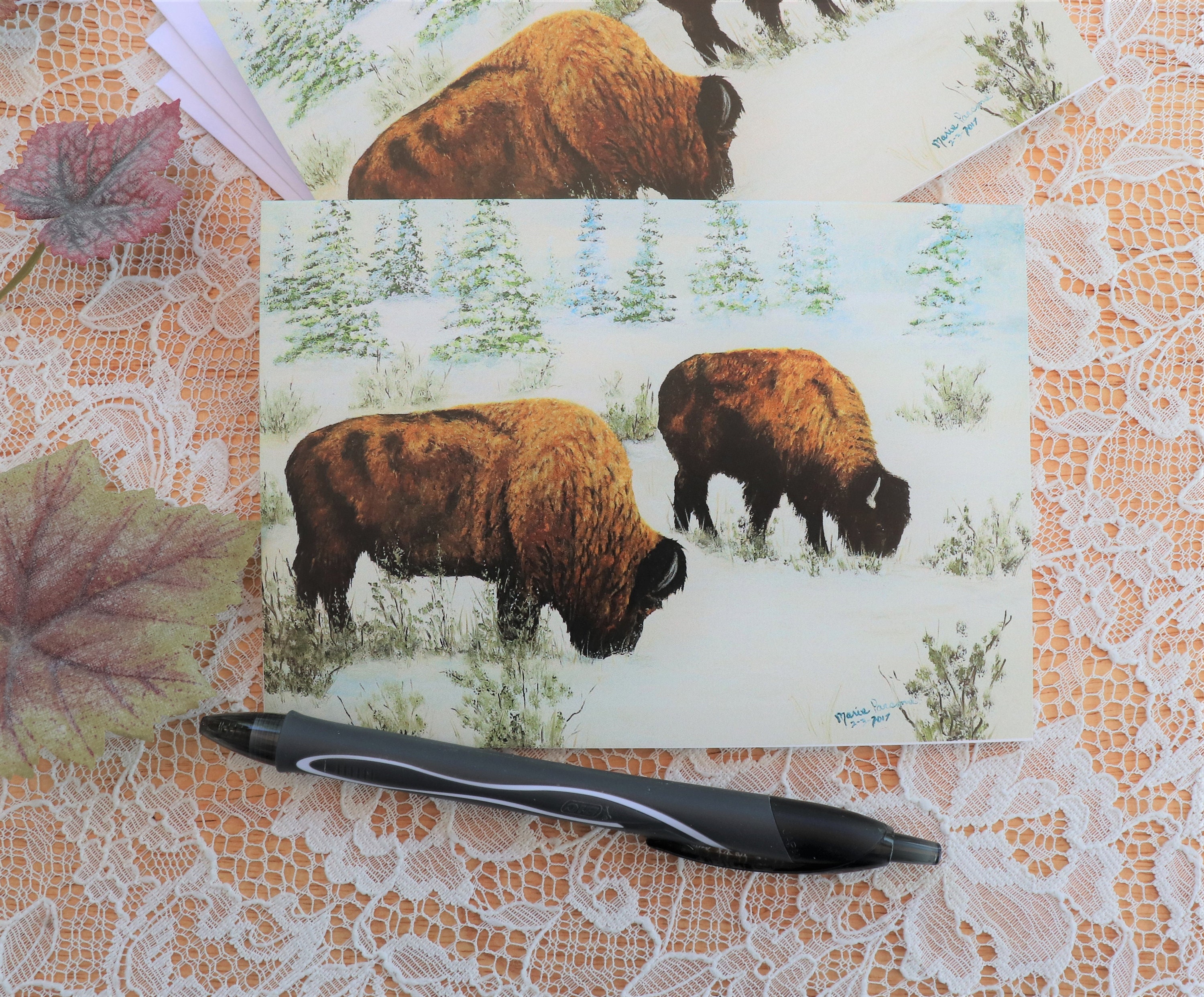 Buffalo Note Cards Bison Note Cards Buffalo Stationary A - Etsy