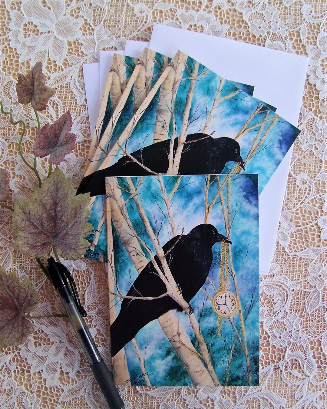 Raven Note Cards, Crow Note Cards, Wild Bird Note Cards, A Set of 4 ...