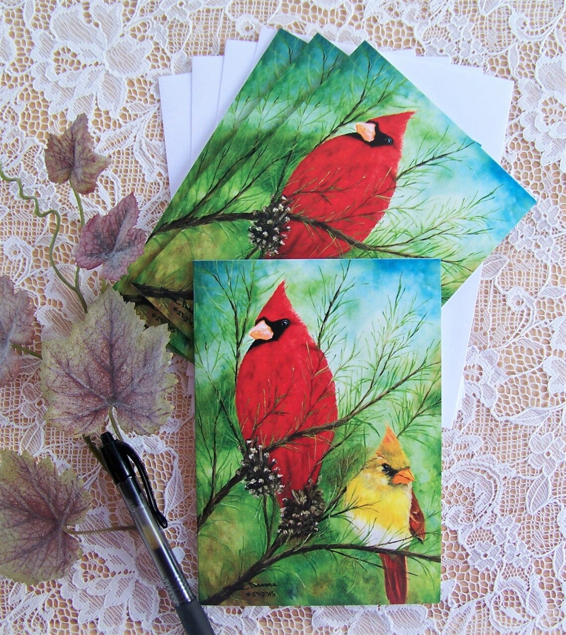 Cardinal Note Cards Cardinal Stationary A Set of 4 Cards - Etsy