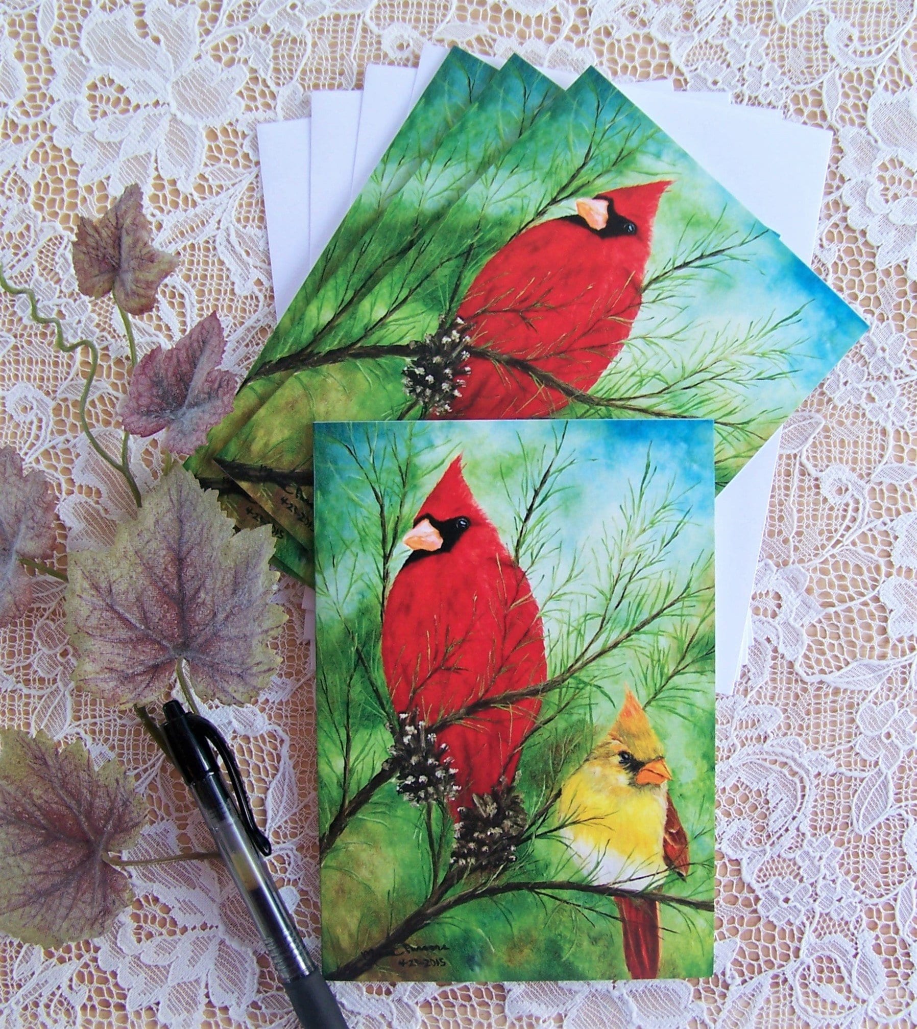 Cardinal Note Cards Cardinal Stationary A Set of 4 Cards - Etsy