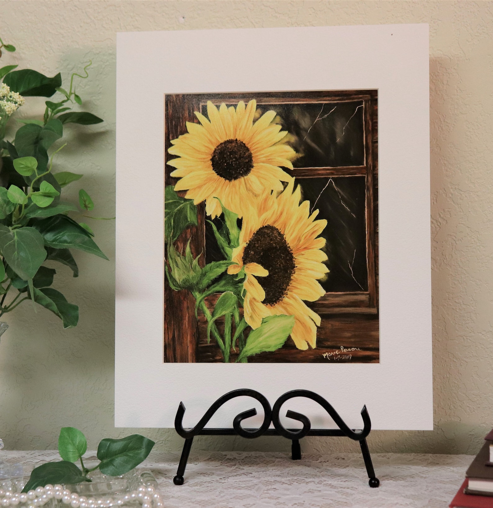 Sunflower Art Print Floral Art Print Matted and Signed Art - Etsy