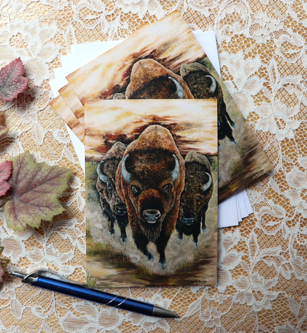 Buffalo Note Cards, Bison Note Cards, Wildlife Note Cards, A Set of 4 ...