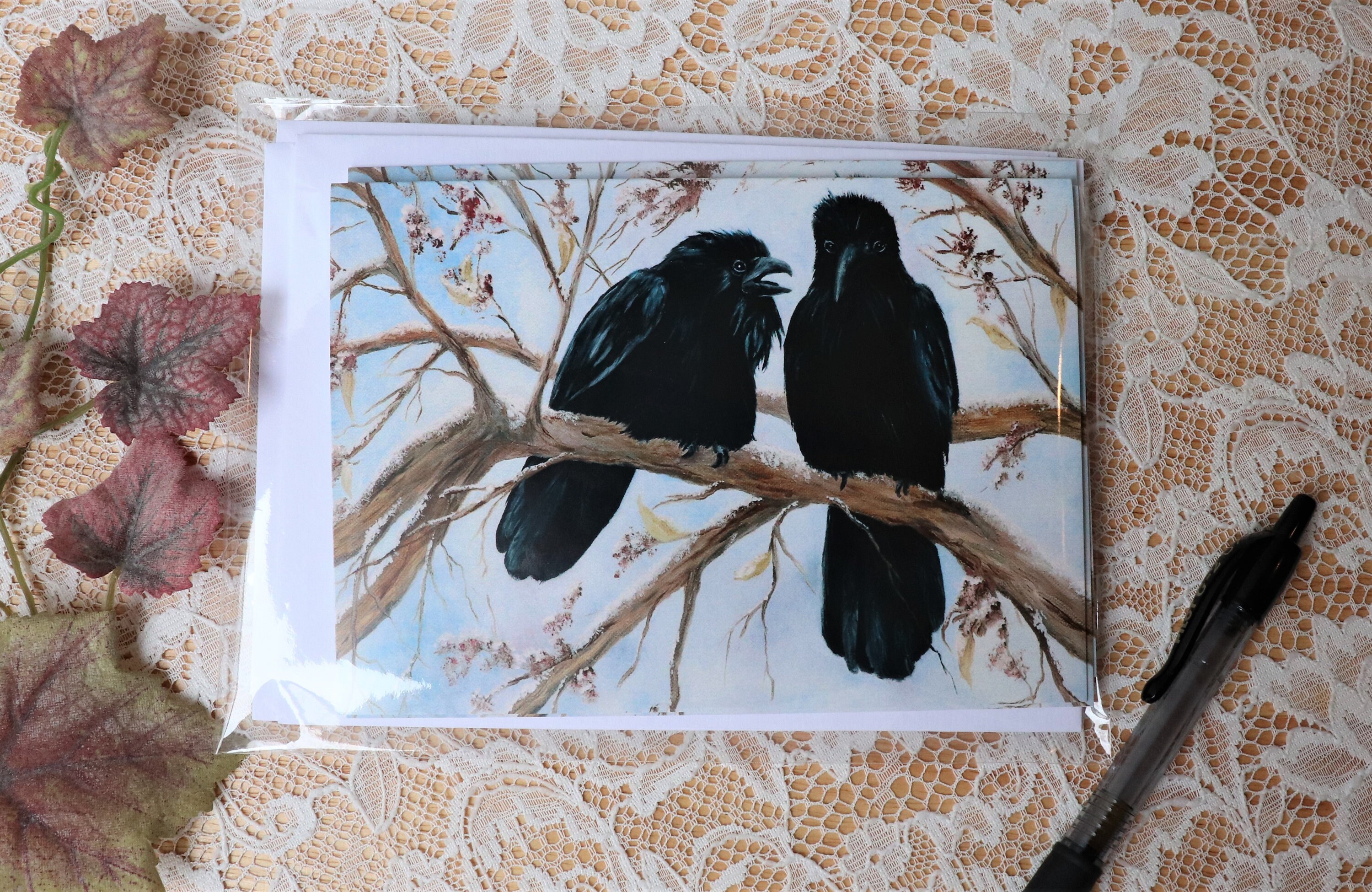 Raven Note Cards, Crow Note Cards, Bird Stationary, A Set of 4 Cards - Etsy
