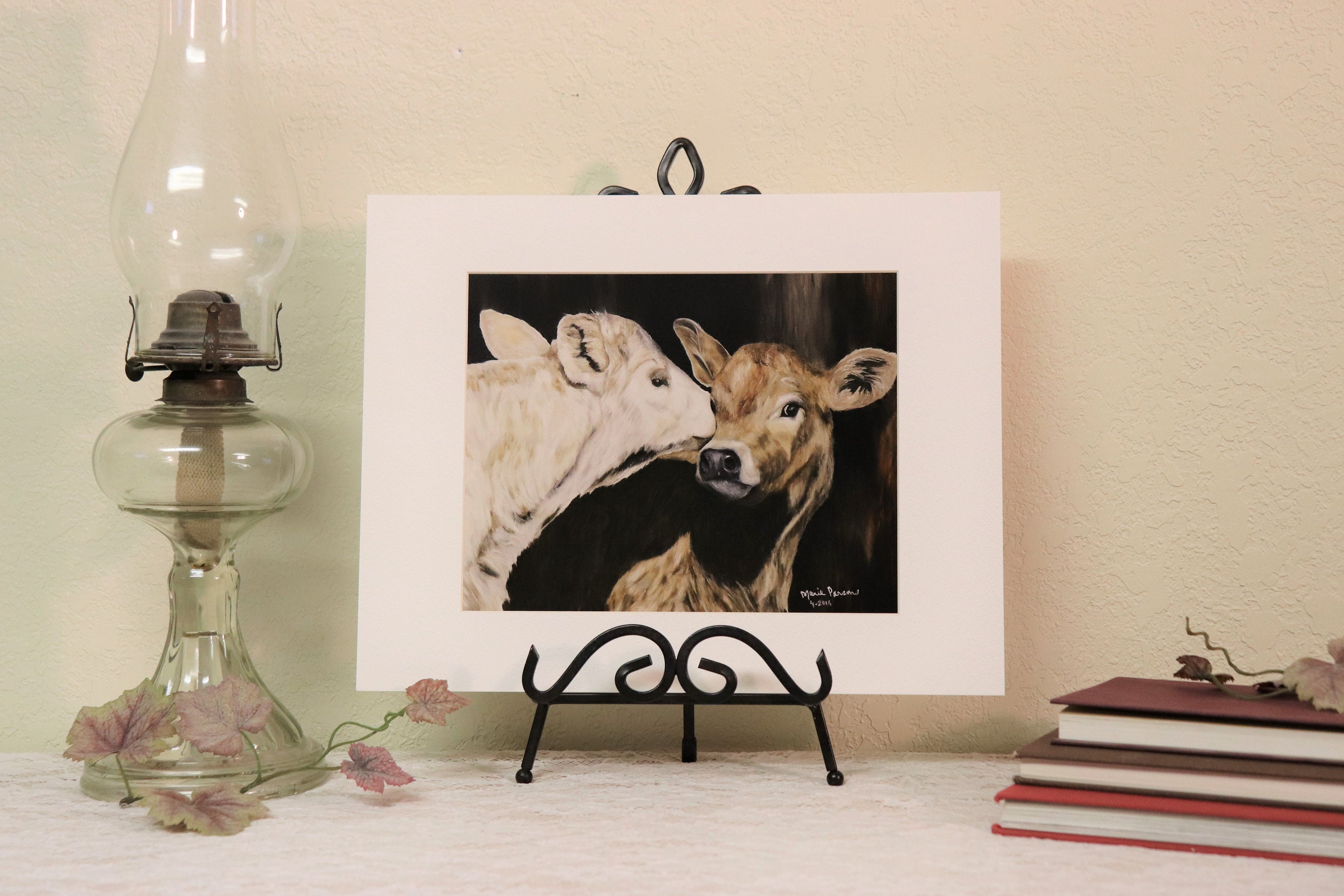 Cow Art Print, Western Art Print, Matted and Signed Art Print 8x10 Inch ...