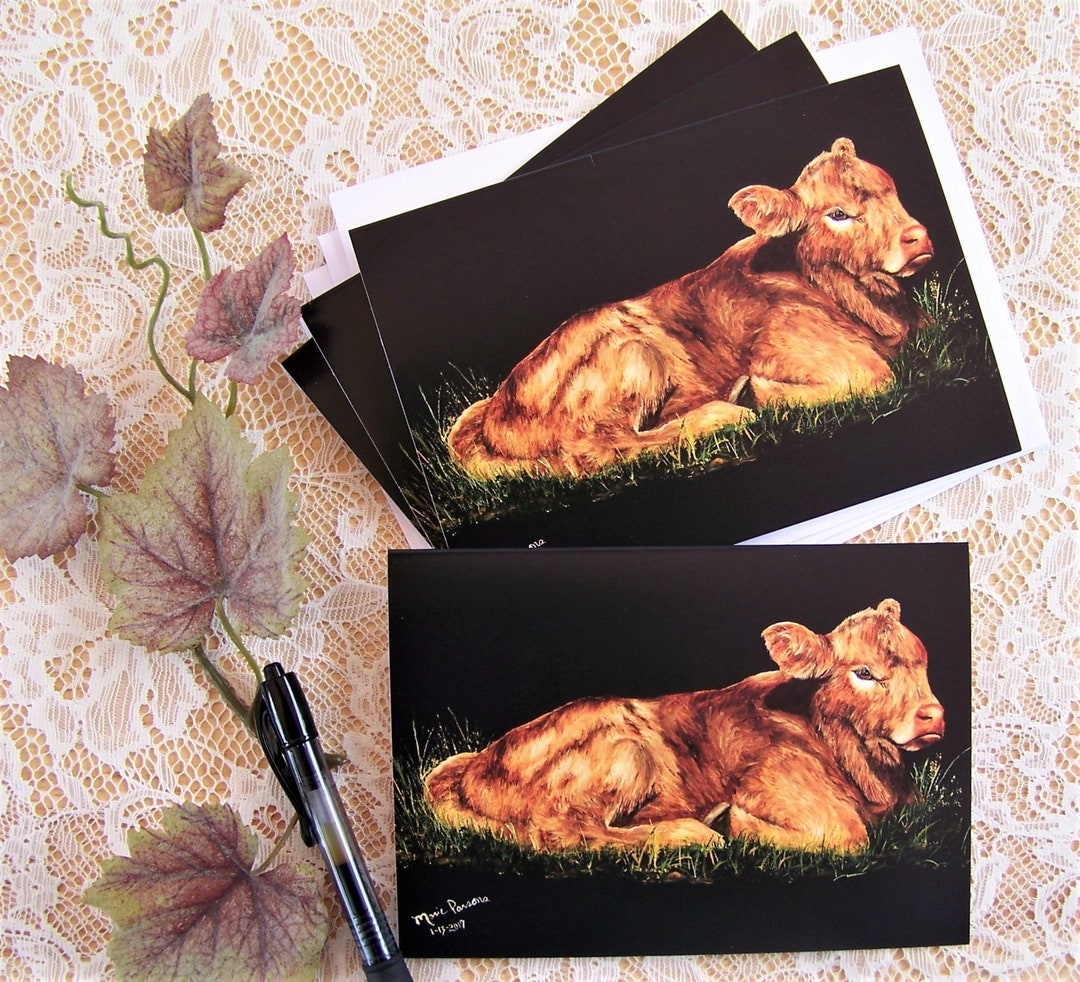 Cow Note Cards, Baby Calf Note Cards, A Set of 4 Cards - Etsy