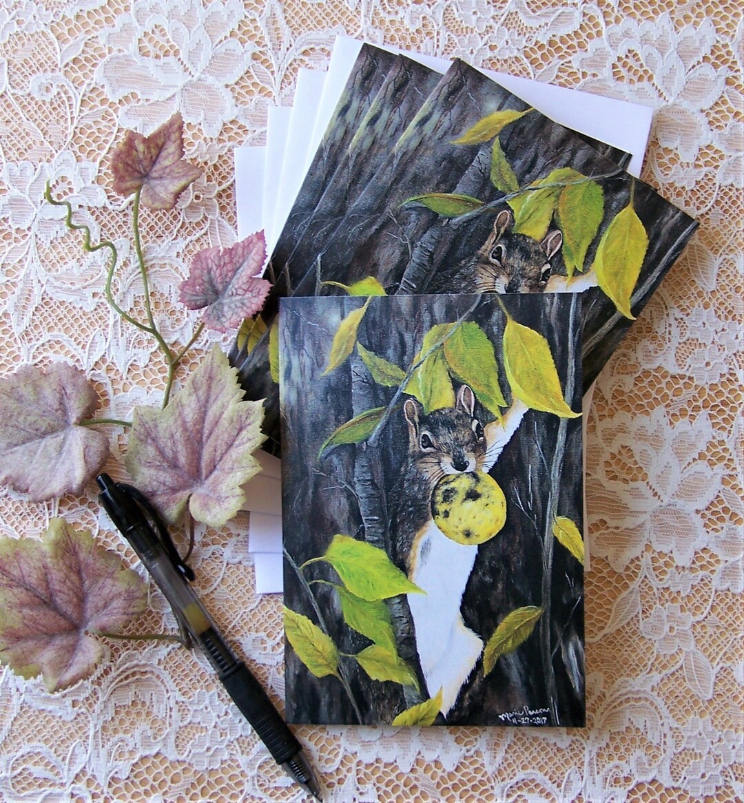Squirrel Note Cards, Squirrel Stationary, A Set of 4 Cards - Etsy 日本