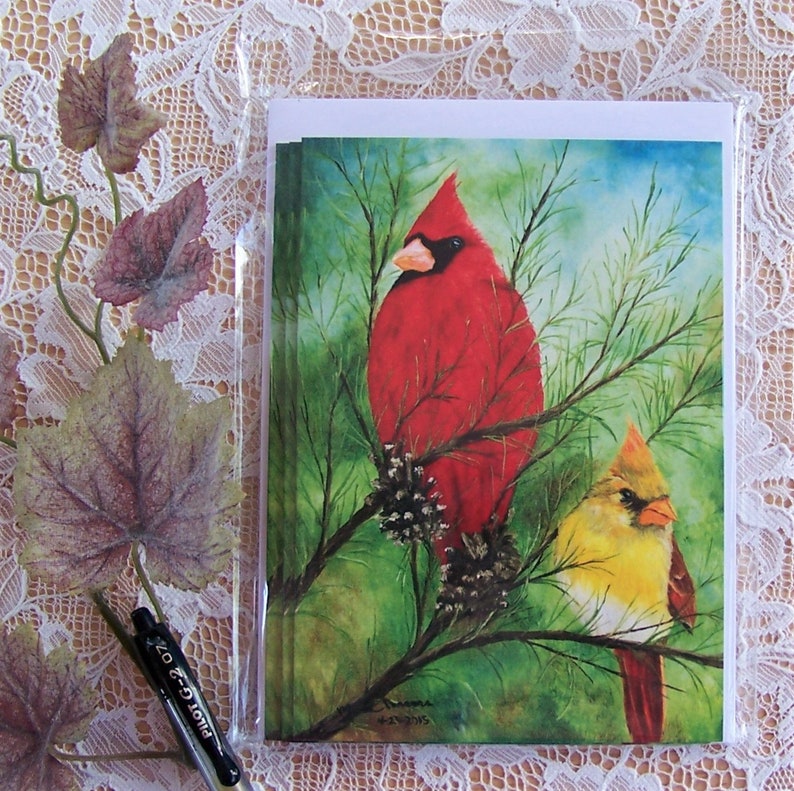 Cardinal Note Cards, Cardinal Stationary, A Set of 4 Cards - Etsy