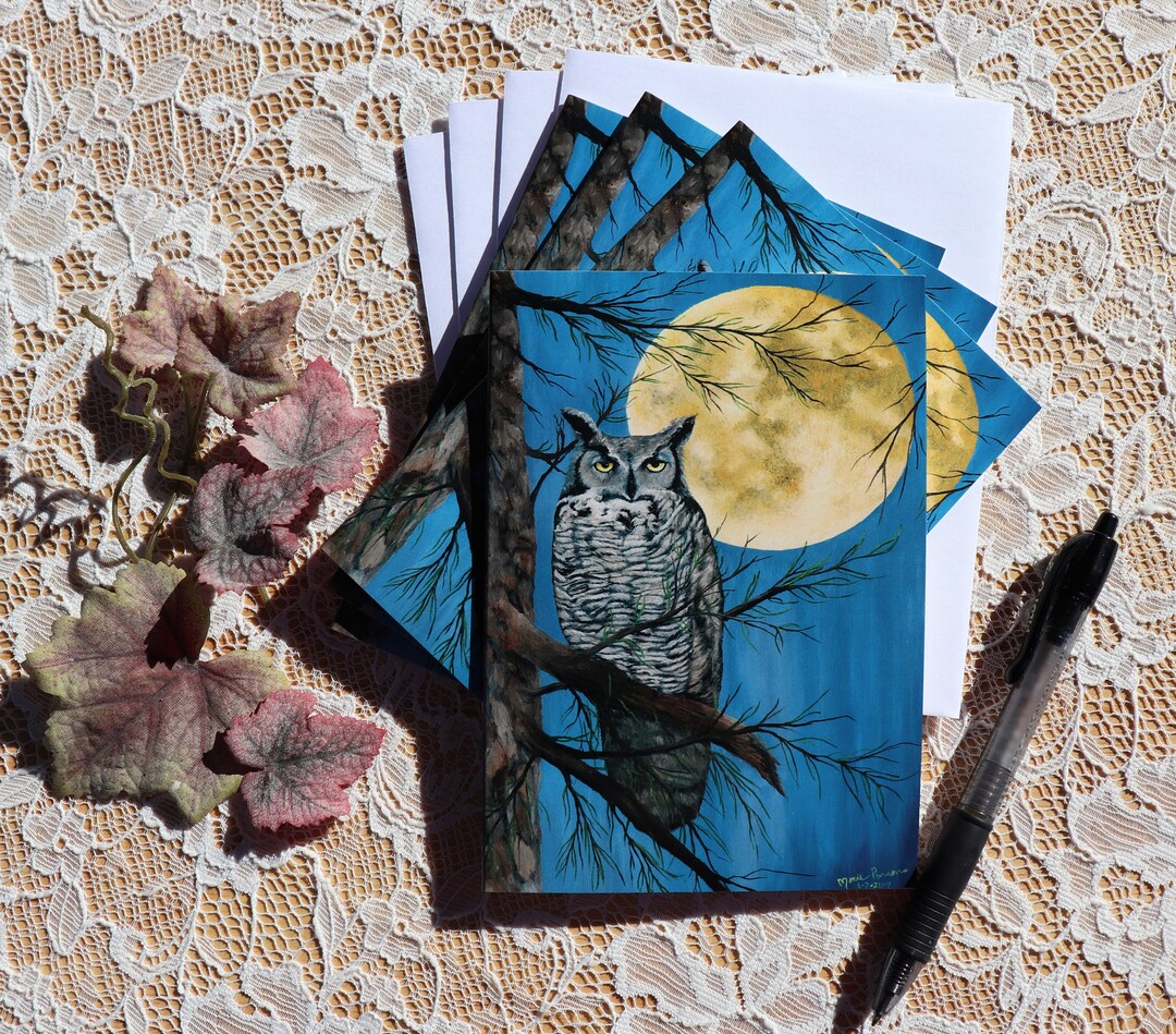 Owl Note Cards, Owl Stationary, A Set of 4 Cards - Etsy