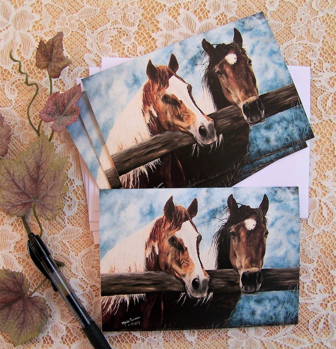 Horse Note Cards, Horse Stationary, A Set of 4 Cards - Etsy