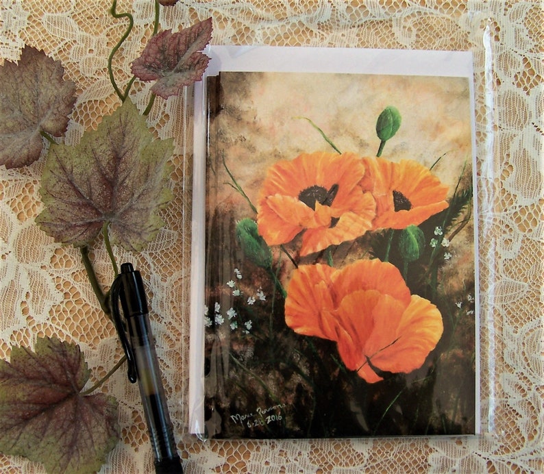 Poppies Note Cards Floral Note Cards Flower Note Cards A - Etsy