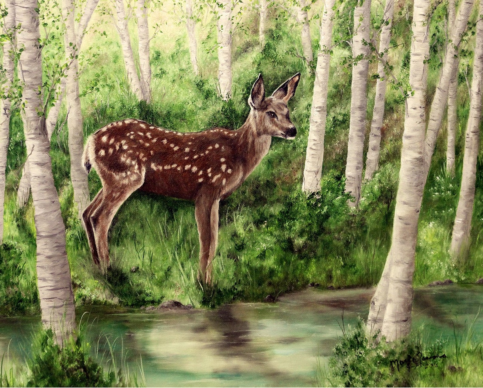 Baby Fawn Painting, Wildlife Painting, Original Oil Painting on Canvas ...