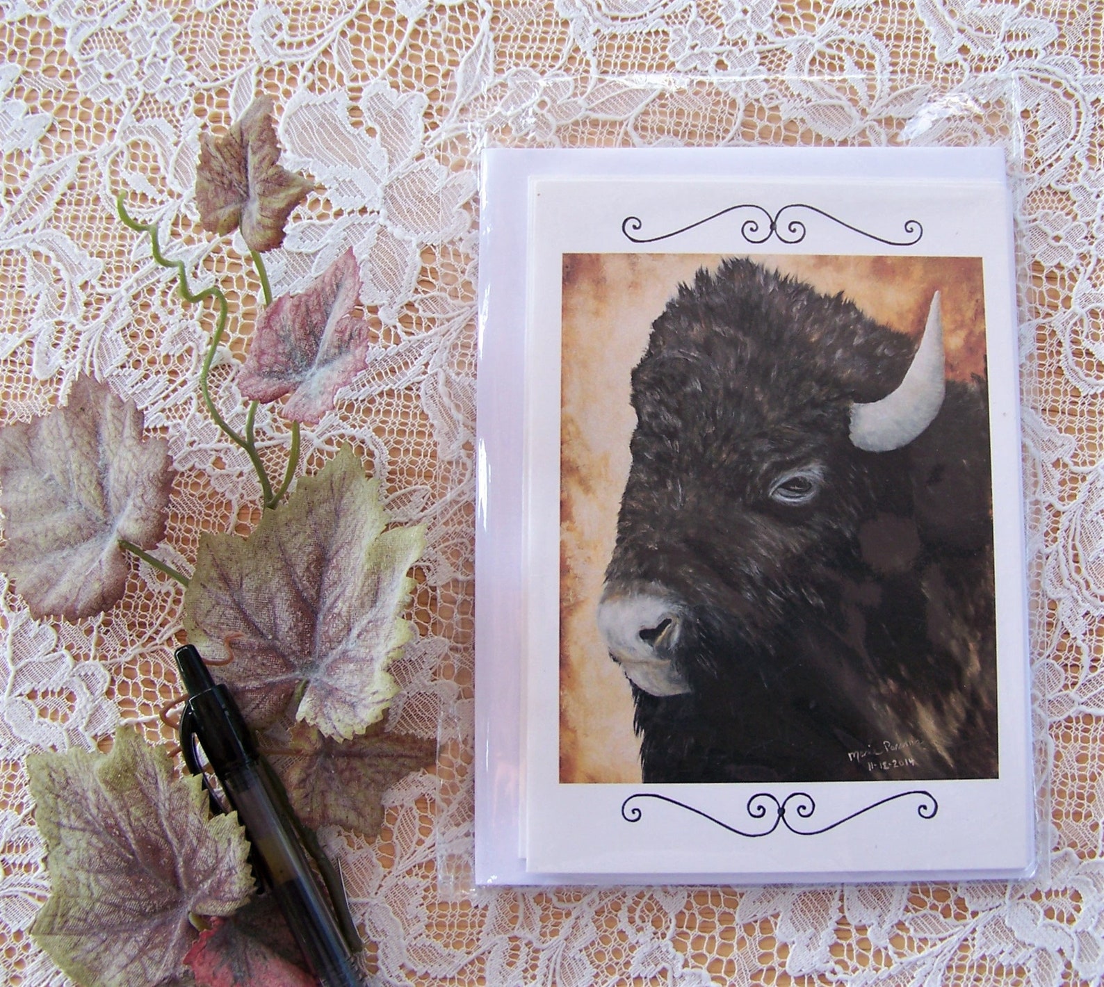 Buffalo Note Cards, Buffalo Stationary, Bison Note Cards, A Set of 4 ...