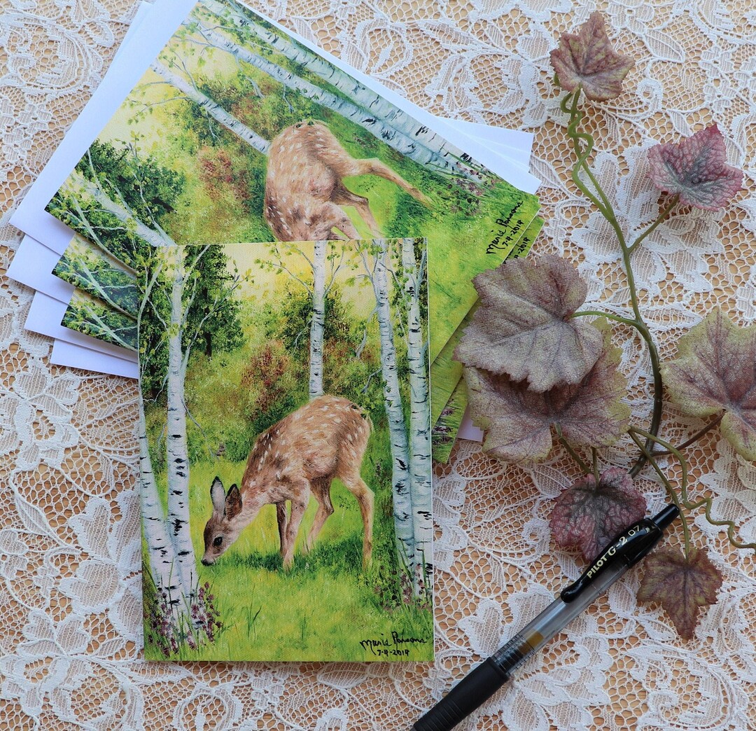 Baby Fawn Note Cards, Wildlife Note Cards, A Set of 4 Cards - Etsy