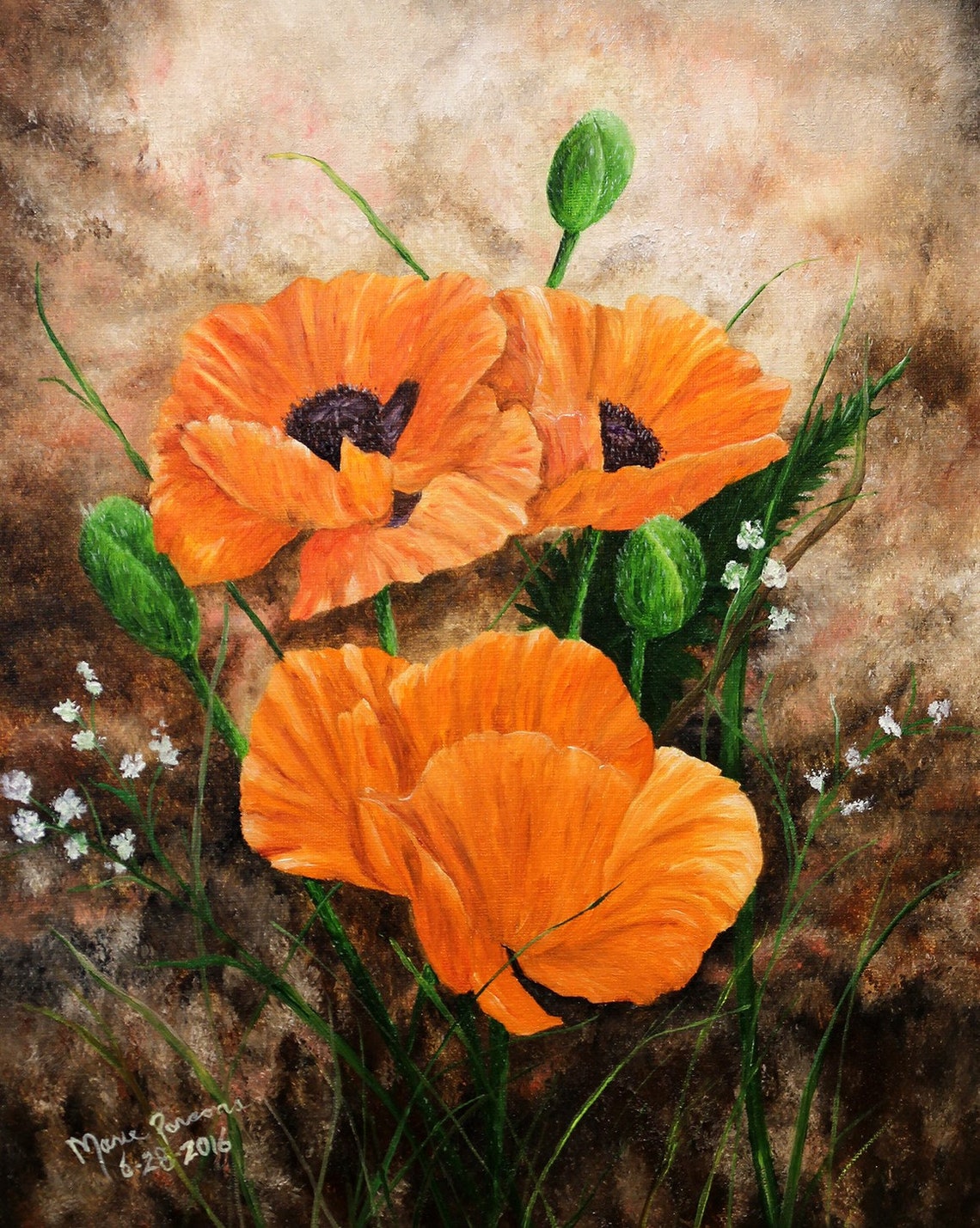 Poppies Art Print Floral Art Print Matted and Signed Art - Etsy