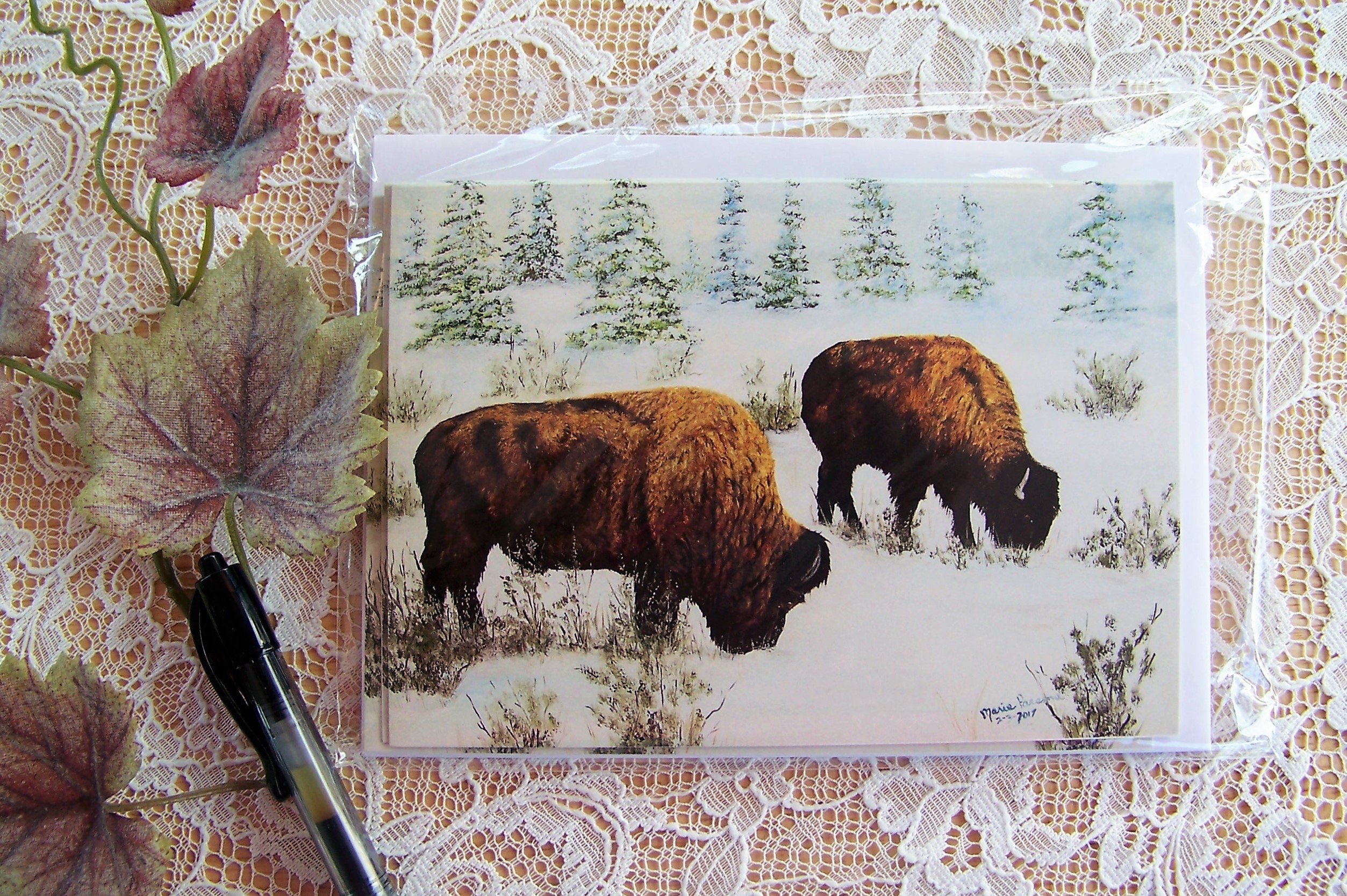 Buffalo Note Cards Bison Note Cards Buffalo Stationary A - Etsy