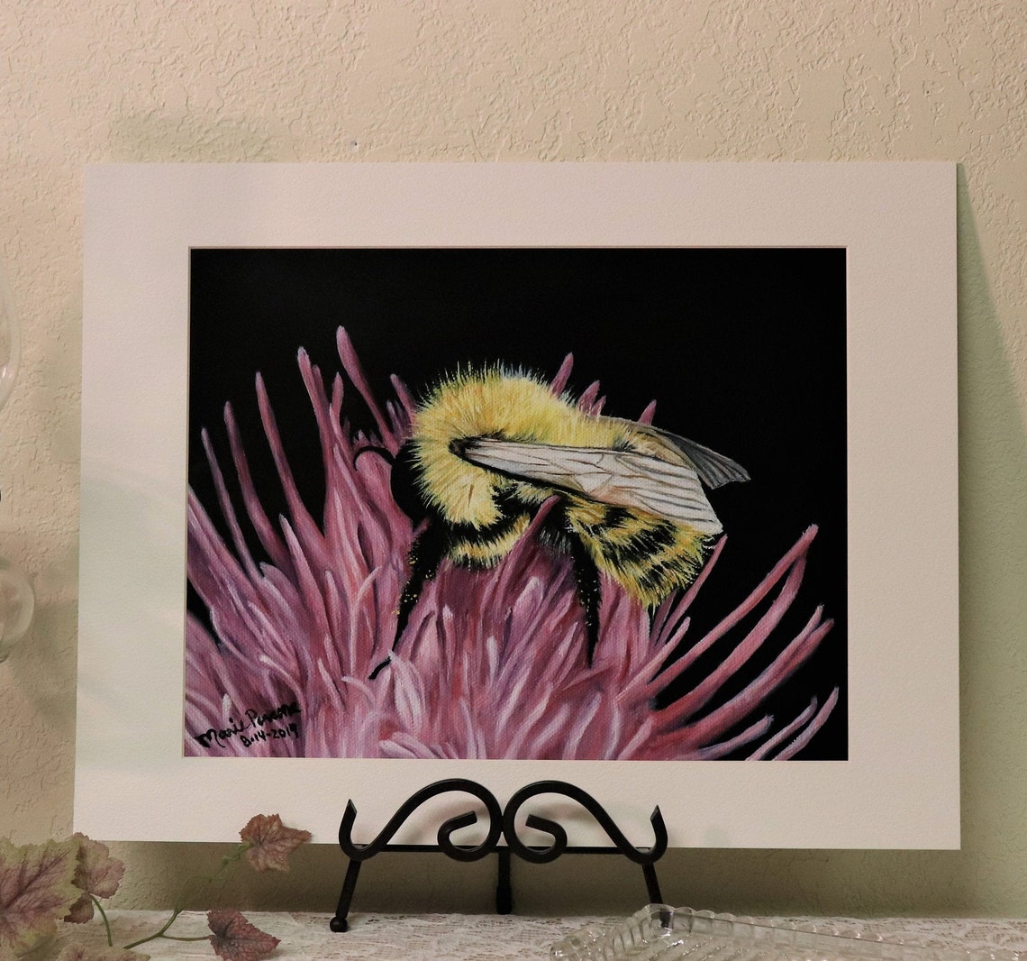 Bumble Bee Art Print, Bee Art Print, Matted and Signed Art Print, 11x14 ...