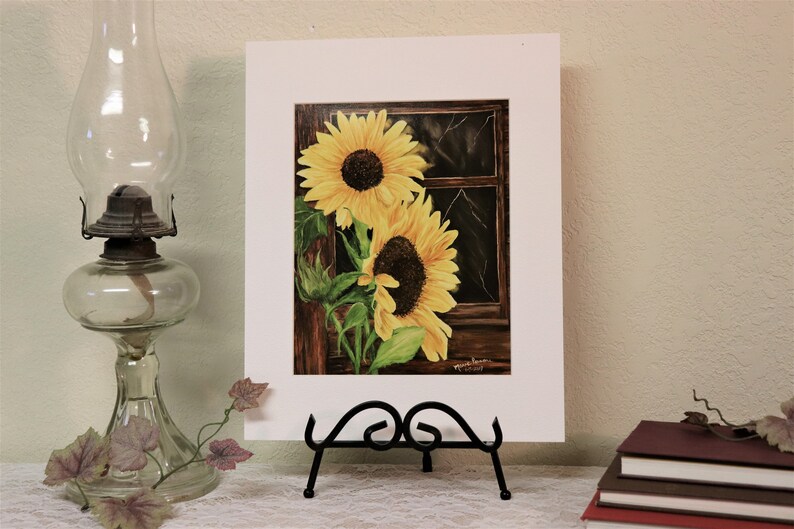 Sunflower Art Print Floral Art Print Matted and Signed Art - Etsy