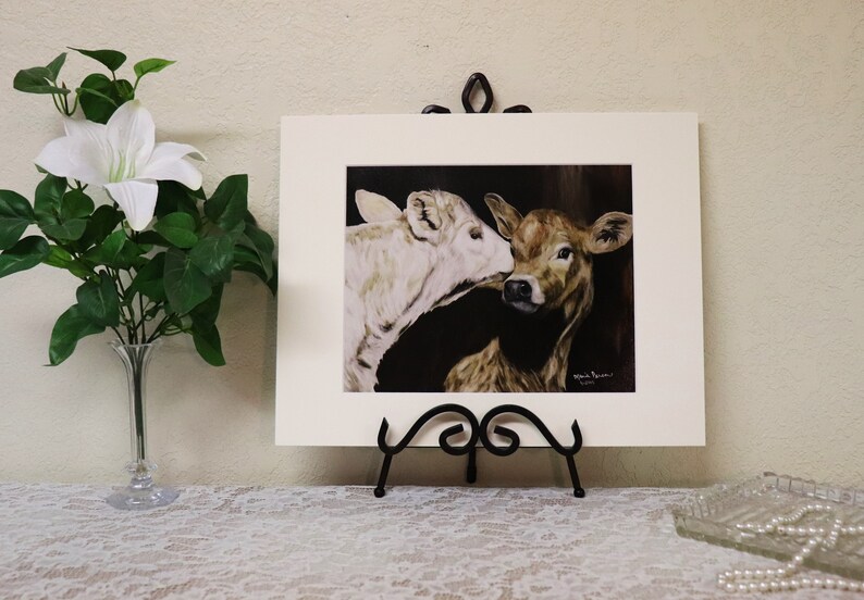 Cow Art Print, Western Art Print, Matted and Signed Art Print 8x10 Inch ...