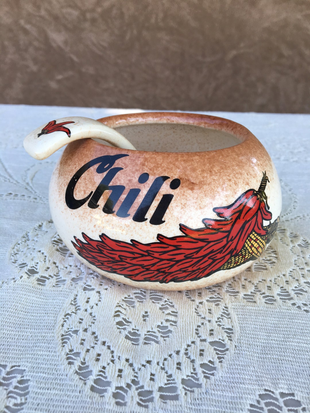 1970s Handmade Ceramic Chili / Salsa Bowl With Spoon - Etsy