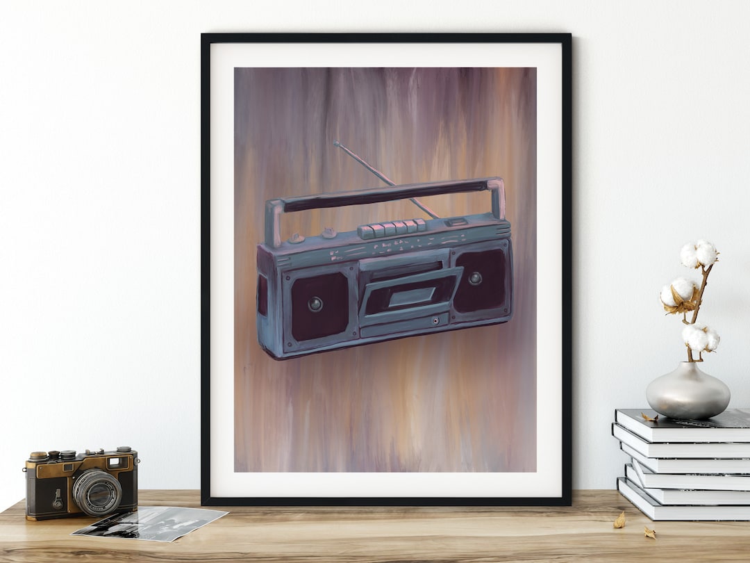 Retro Boombox Digital Painting, Art Print, Nostalgia - Etsy