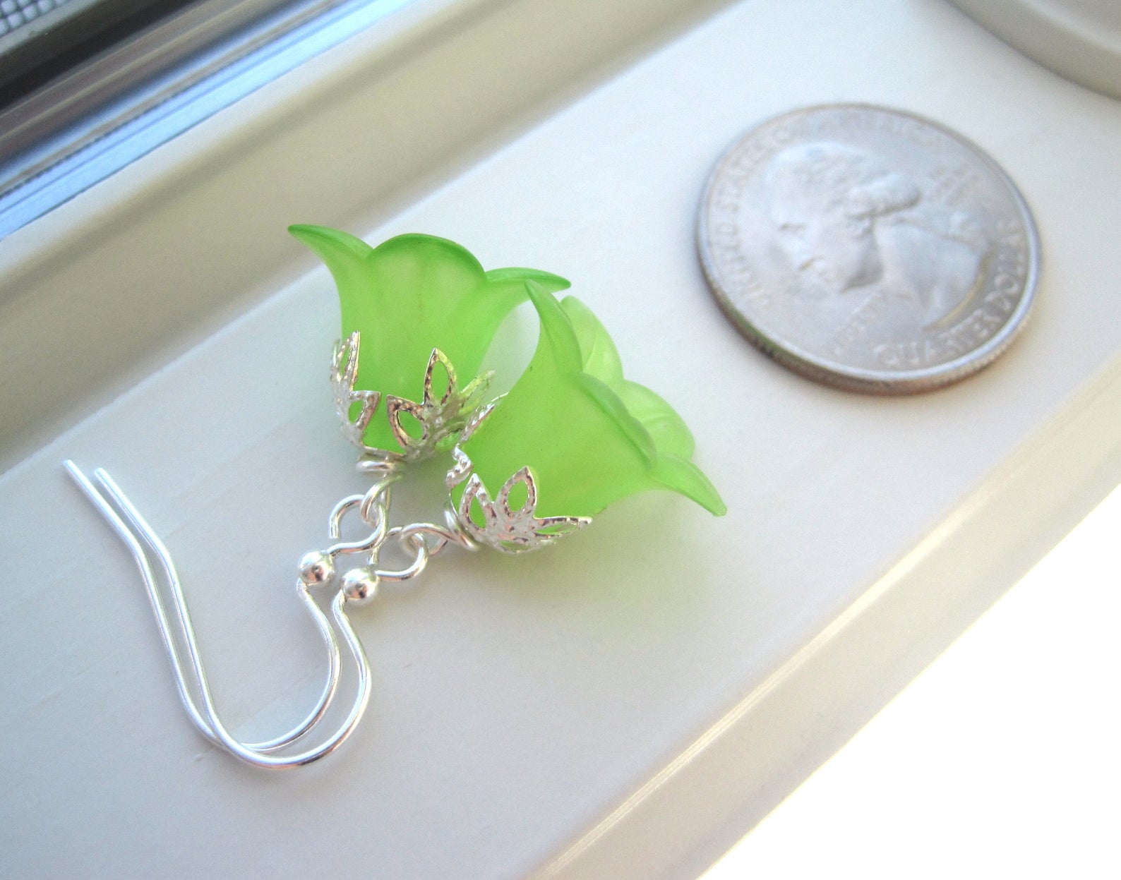 Lucite Flower Earrings Lucite Flower Jewelry Light Green - Etsy