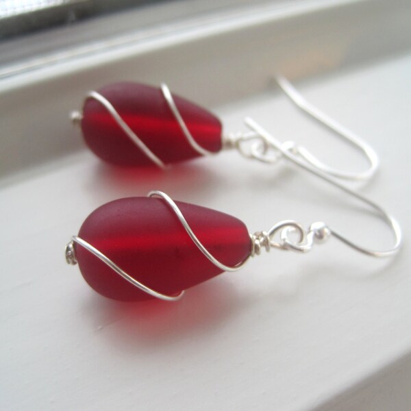 Red Glass Earrings - Etsy