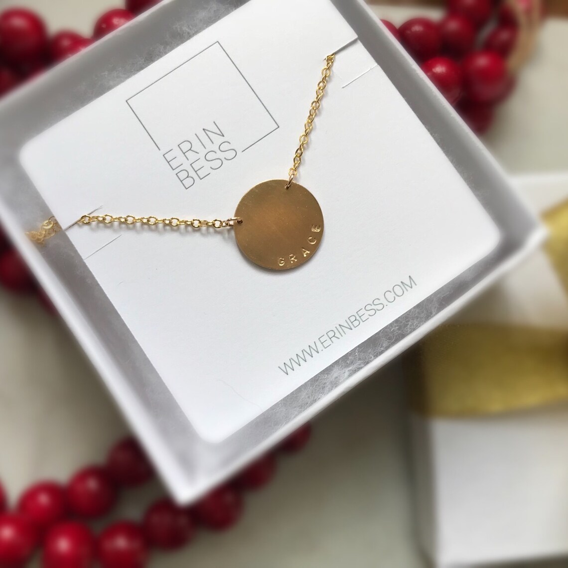 14K Gold Name Disc Necklace Gold Monogram Necklace Initial - Etsy