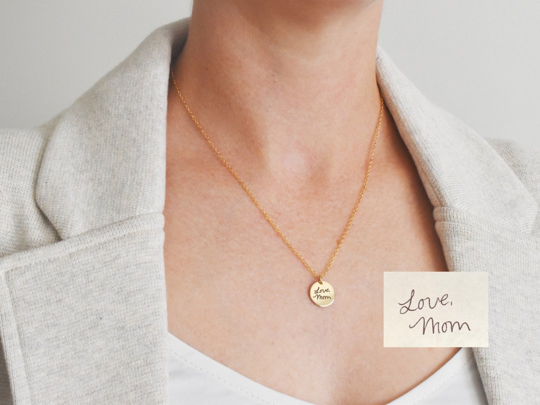 Handwriting Engraved 14K Gold Filled Necklace: Personalized Memorial ...