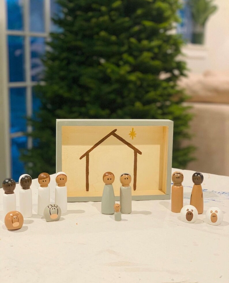 Wooden Peg Doll Nativity Set - Etsy