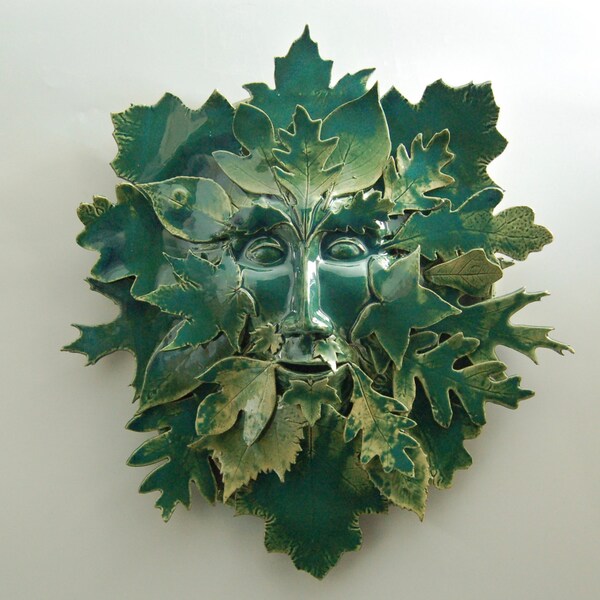 Ceramic Green Man Face - Etsy