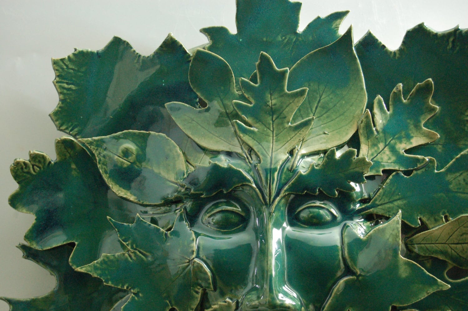 Green Manceramic wall arthand built stoneware with teal | Etsy