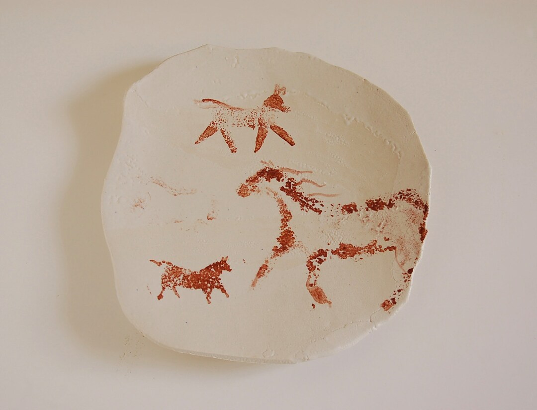 Paleo Pottery, Hand Built Porcelain Plate With Cave Painting 9 - Etsy