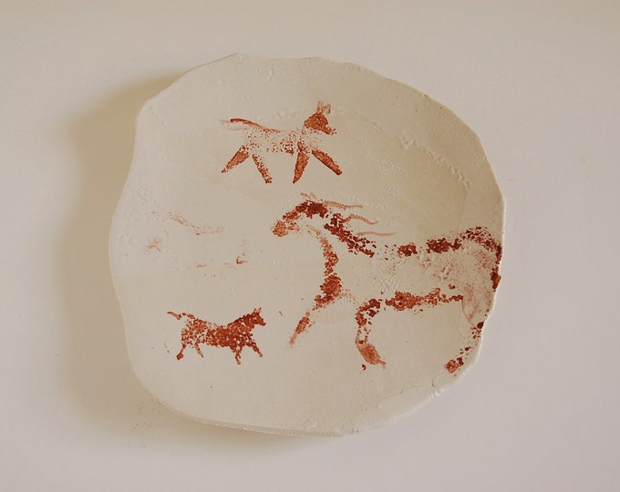Paleo Pottery, Hand Built Porcelain Plate With Cave Painting 9 - Etsy