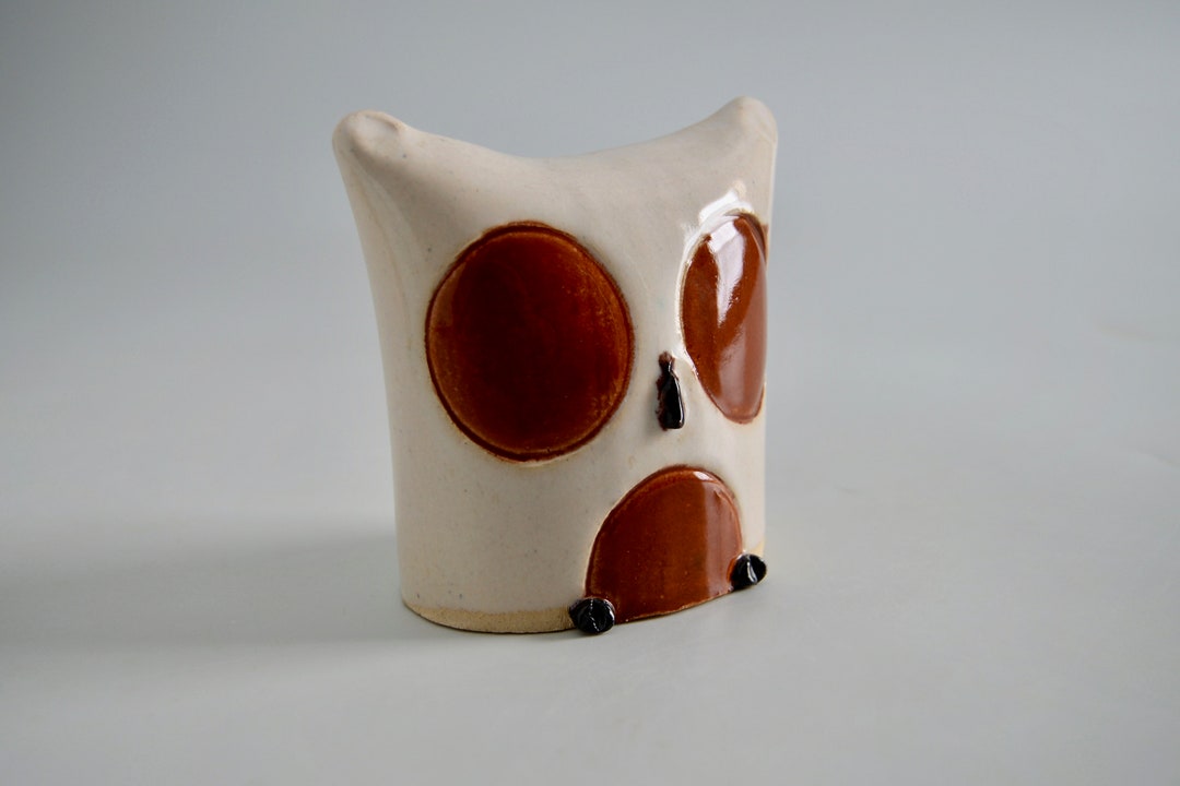 Handmade Stoneware Owl Sculpture: Brown & White Glaze, Poem Included - Etsy