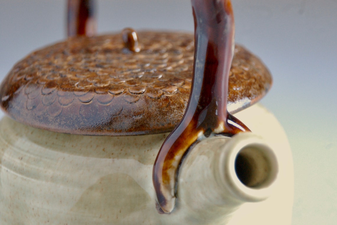 Tea Pot hand thrown porcelain with hand built details acorn | Etsy