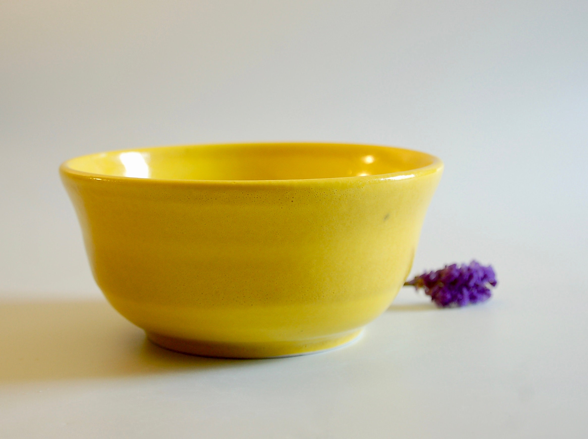 Porcelain serving bowl hand thrown bright yellow and white | Etsy