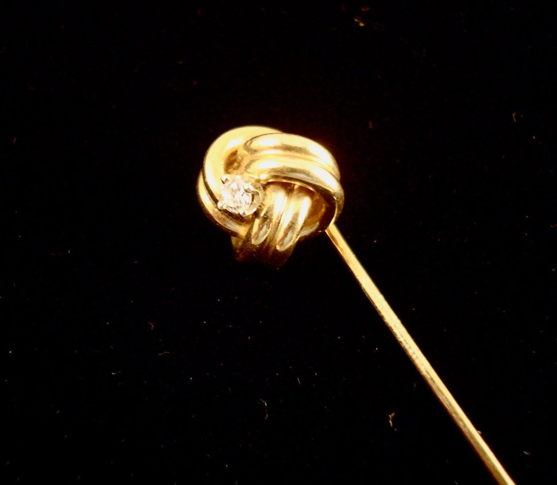 Antique 14k GOLD DIAMOND PIN 14k Gold 7 point Diamond Love - Etsy 日本