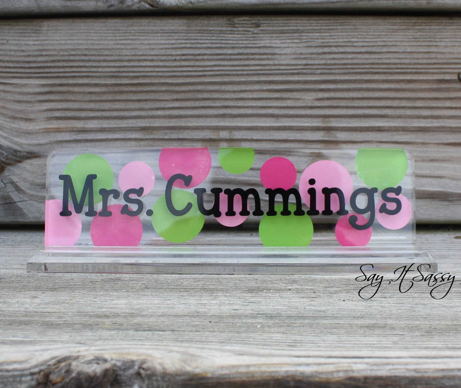Personalized Desk Name Plate Teacher Gift Polka Dot Desk - Etsy