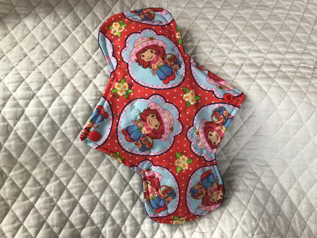 10.25” New Rare Strawberry Shortcake on Cotton Top Reusable Cloth Pad ...