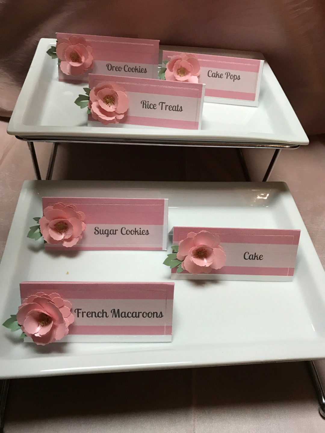 Peonies Food Tent Cards, Pink & Gold Theme, Babyshower, Birthday ...