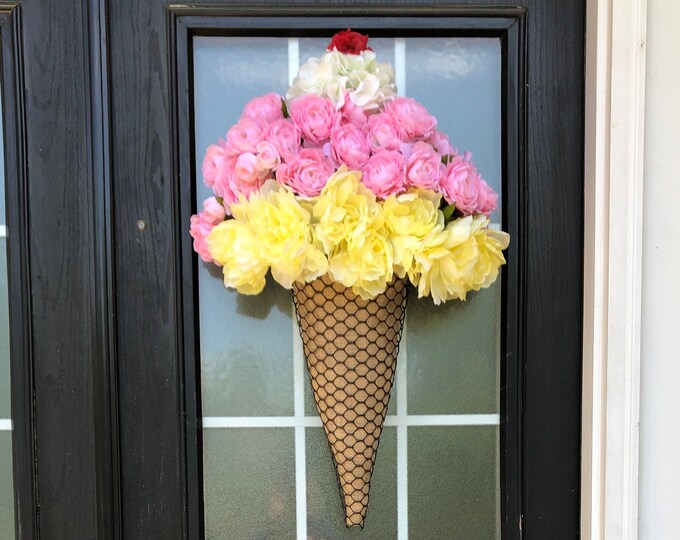 Ice-cream Cone Wreath; Summer Wreath; Ice-cream Door Hanger Burlap ...