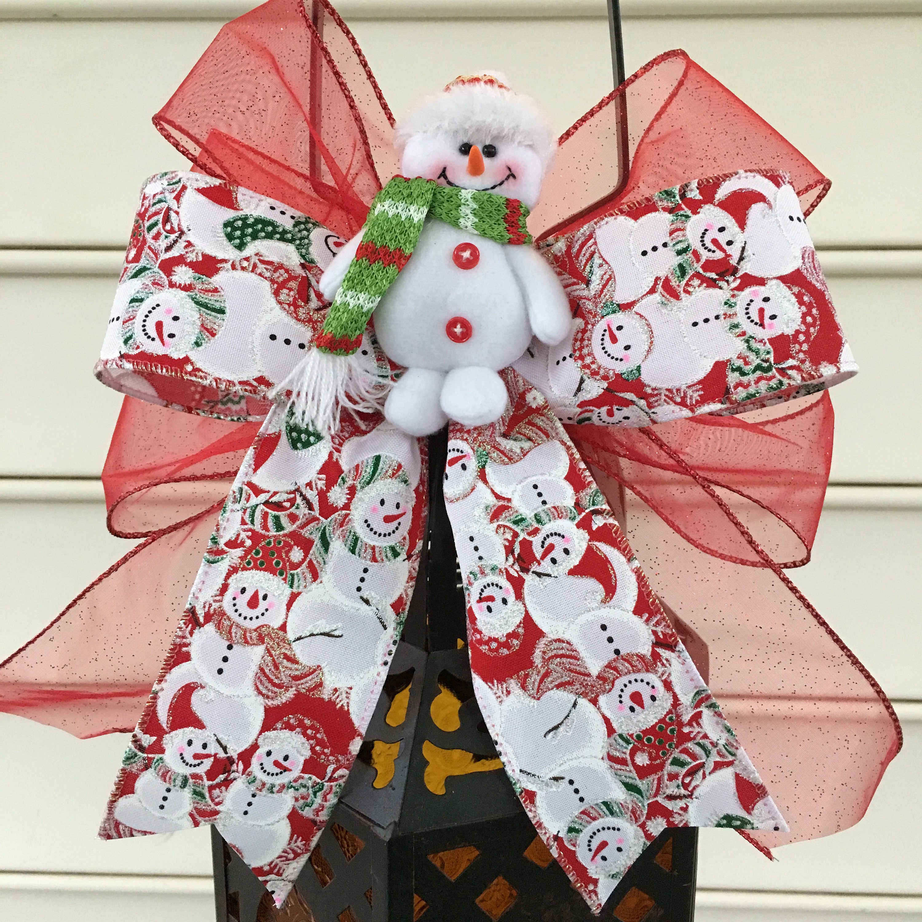 Snowman Bow Christmas Bow Holiday Bow Wreath Bow Christmas | Etsy