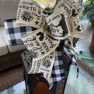 Farmhouse Bow Buffalo Check and Barnyard Animal Ribbon for - Etsy