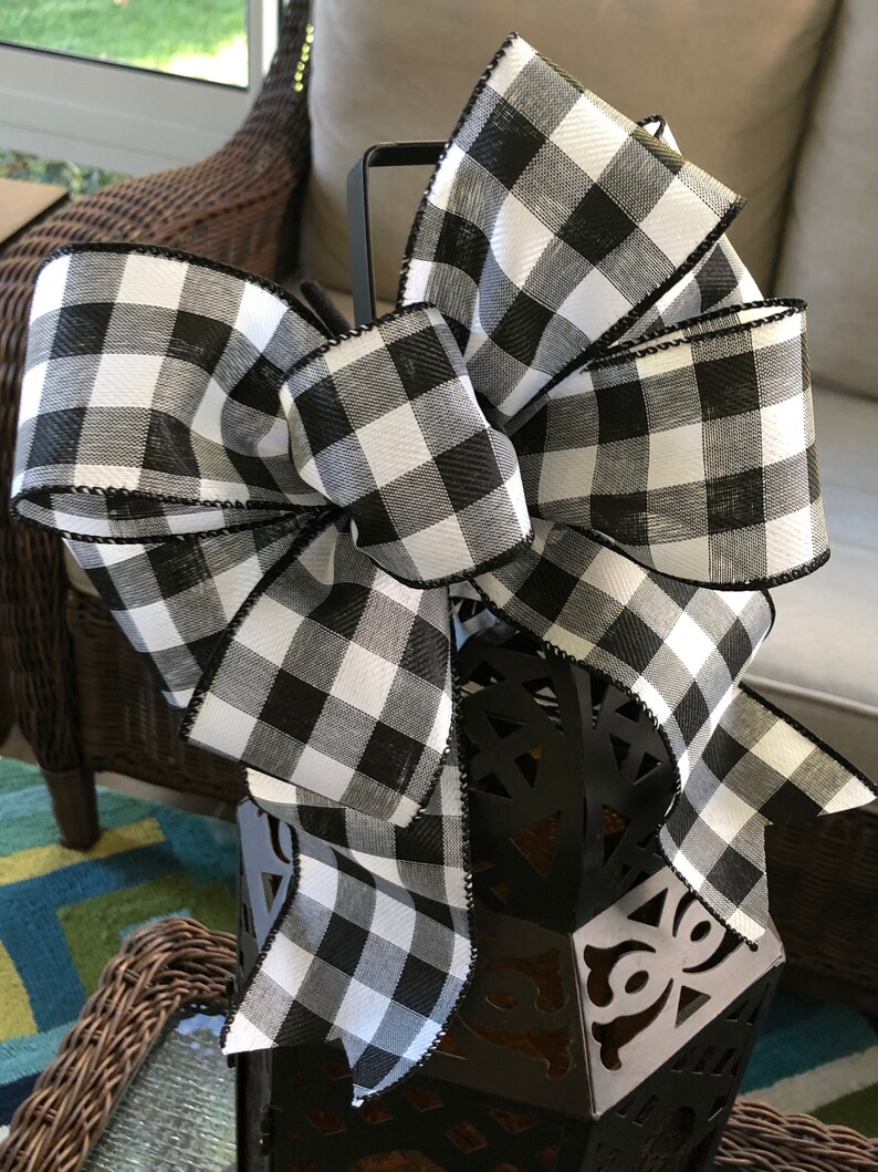 Black and White Buffalo Check Farmhouse Bow Basic Bow | Etsy