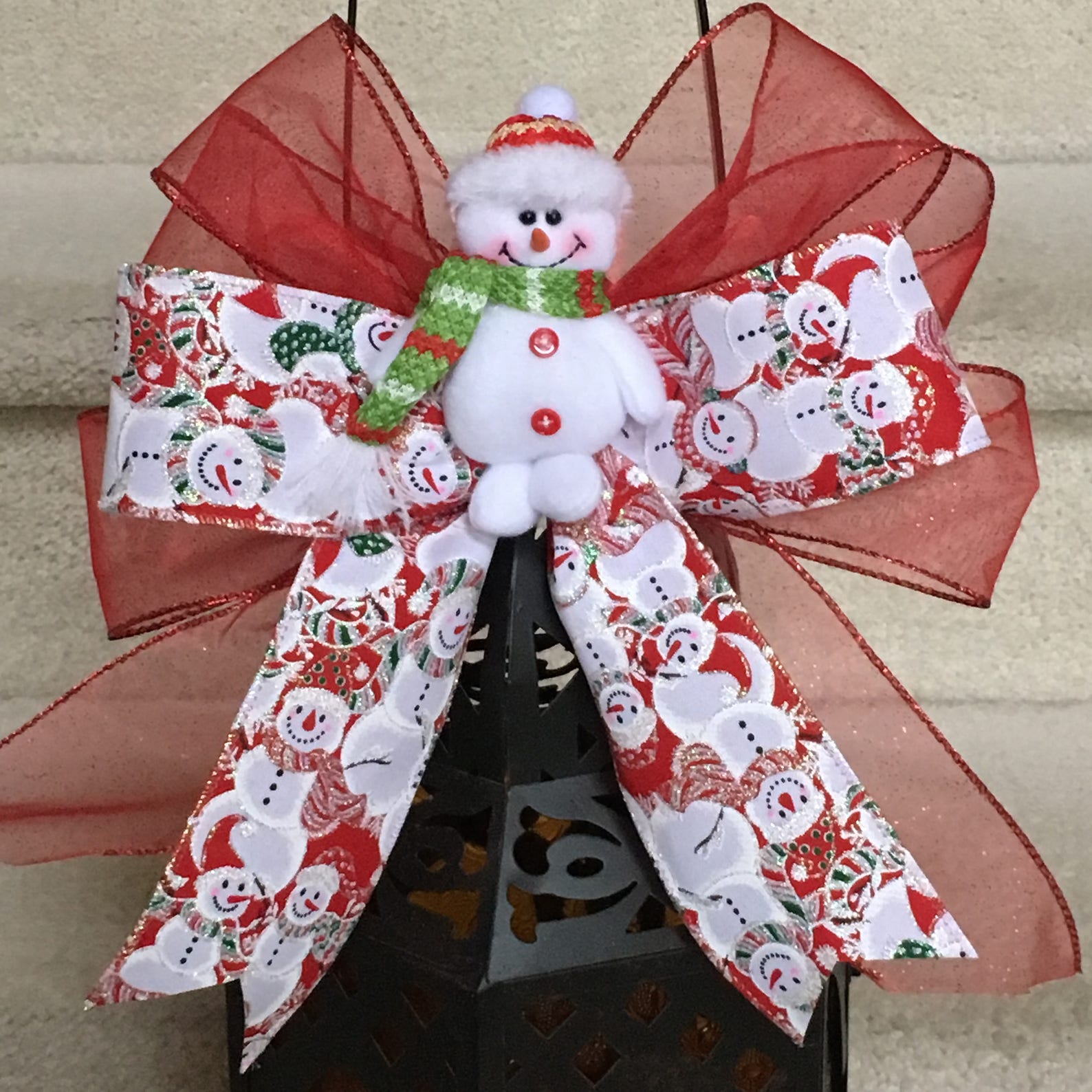 Snowman Bow Christmas Bow Holiday Bow Wreath Bow Christmas | Etsy