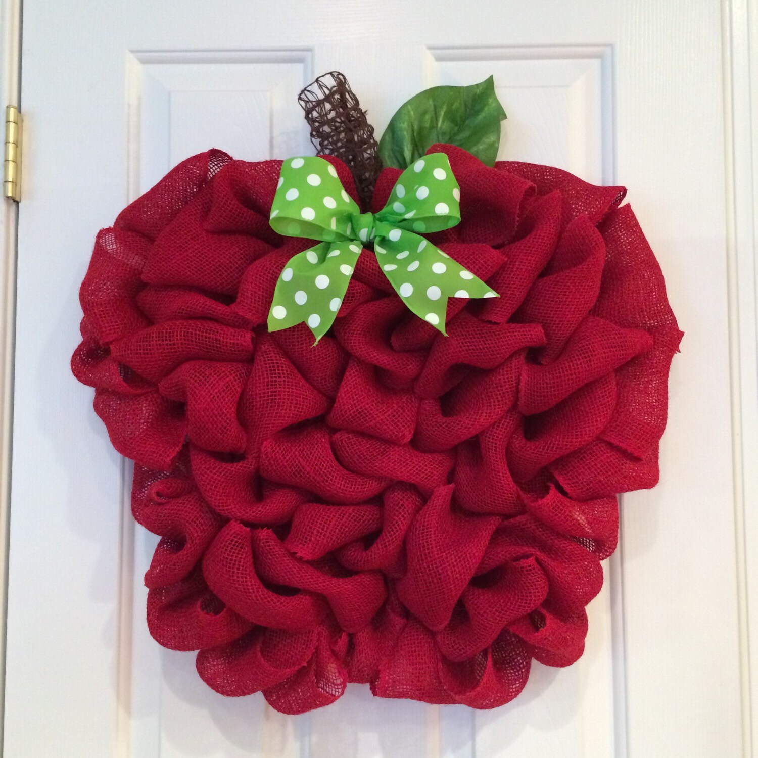 Burlap Apple Wreath, Red Apple Door Hanger Made With Looped Burlap ...