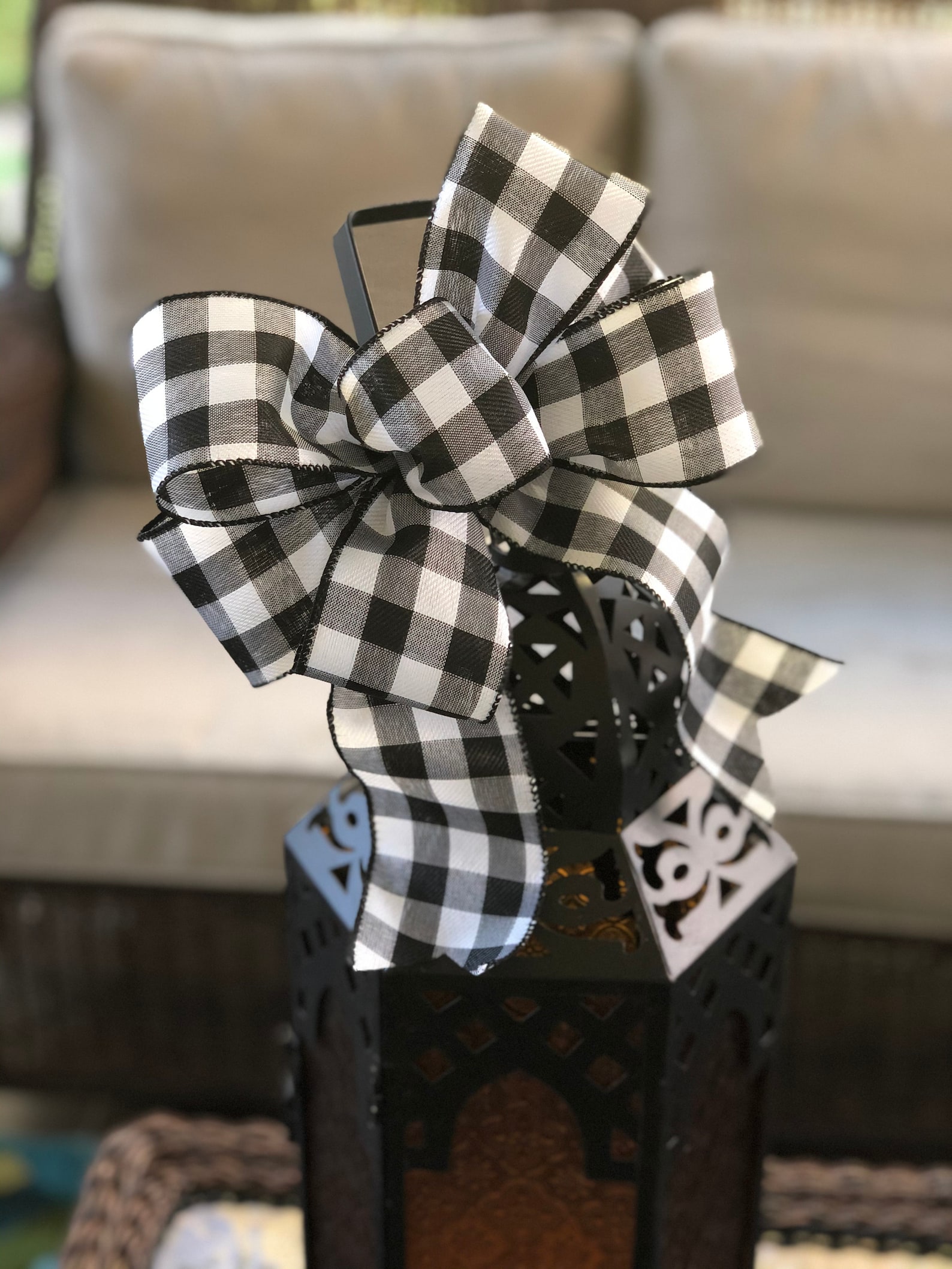 Black and White Buffalo Check Farmhouse Bow, Basic Bow, Christmas Bow ...