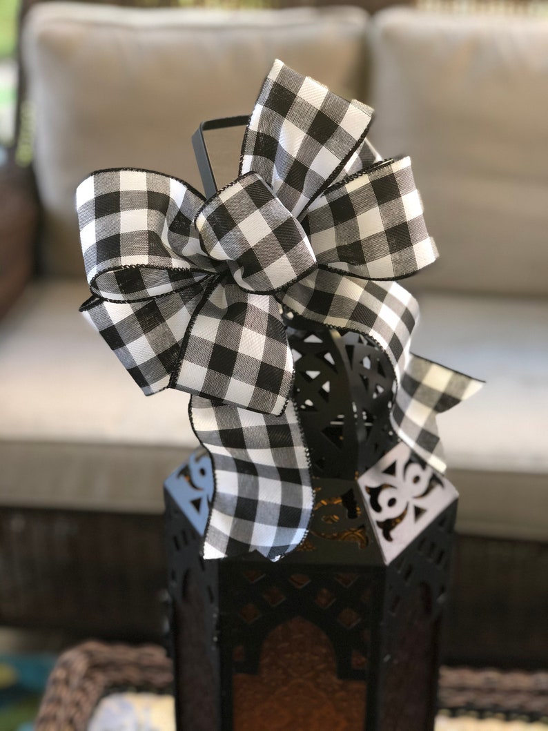 Black and White Buffalo Check Farmhouse Bow, Basic Bow, Christmas Bow ...
