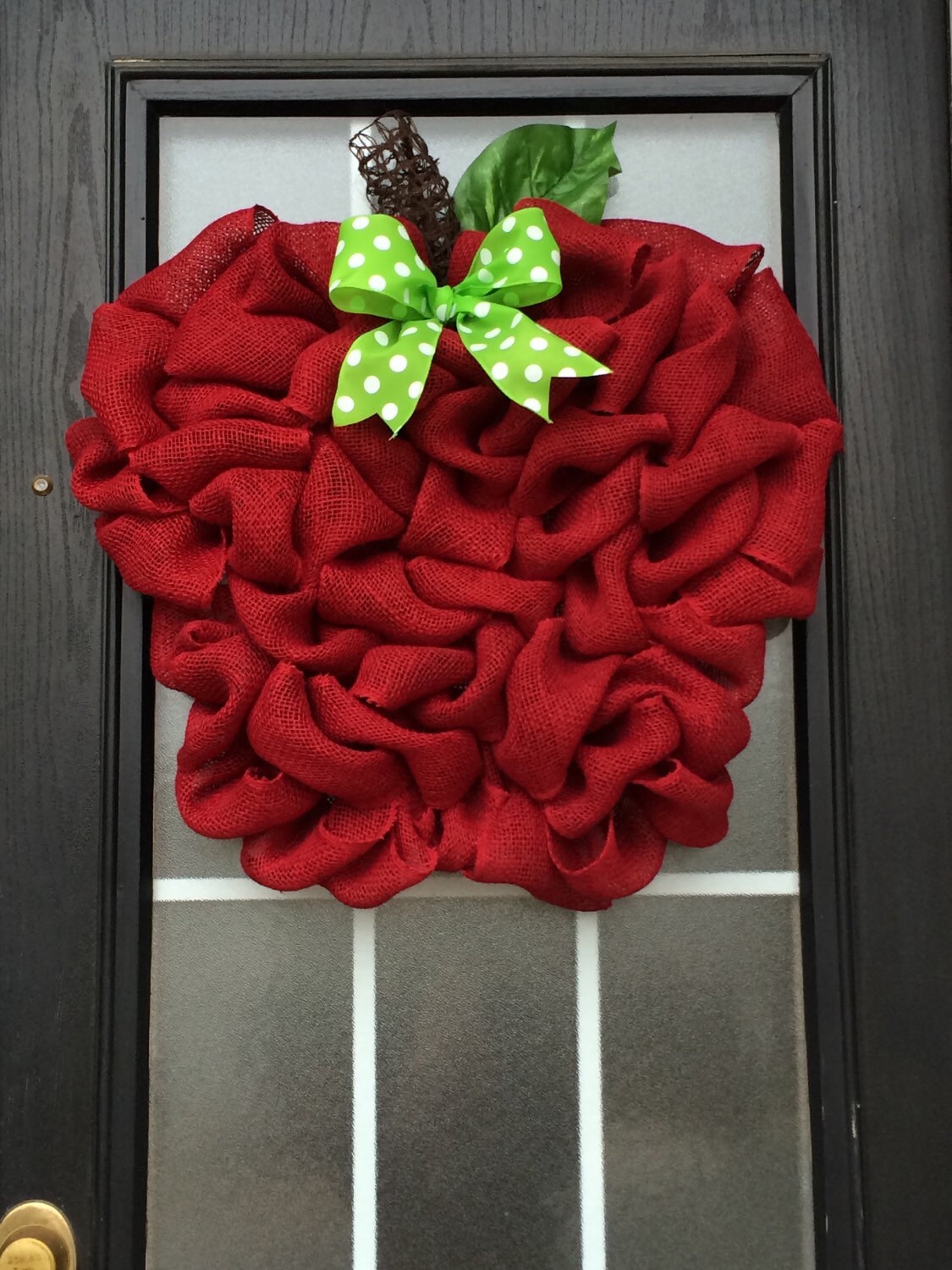 Burlap Apple Wreath, Red Apple Door Hanger Made With Looped Burlap ...