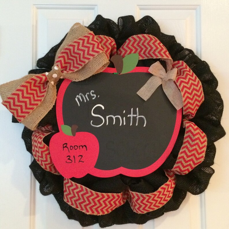 Chalkboard Apple Wreath Back to School Wreath Burlap Apple - Etsy